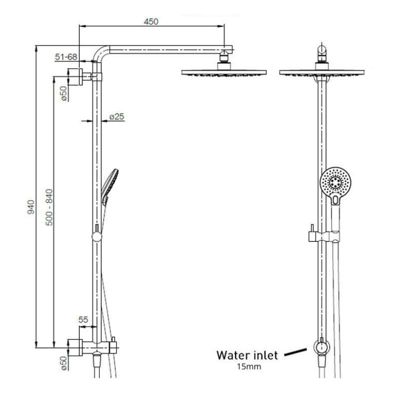 Splash Plus Round 3 Functions Top Rear Inlet Column Shower Chrome ...