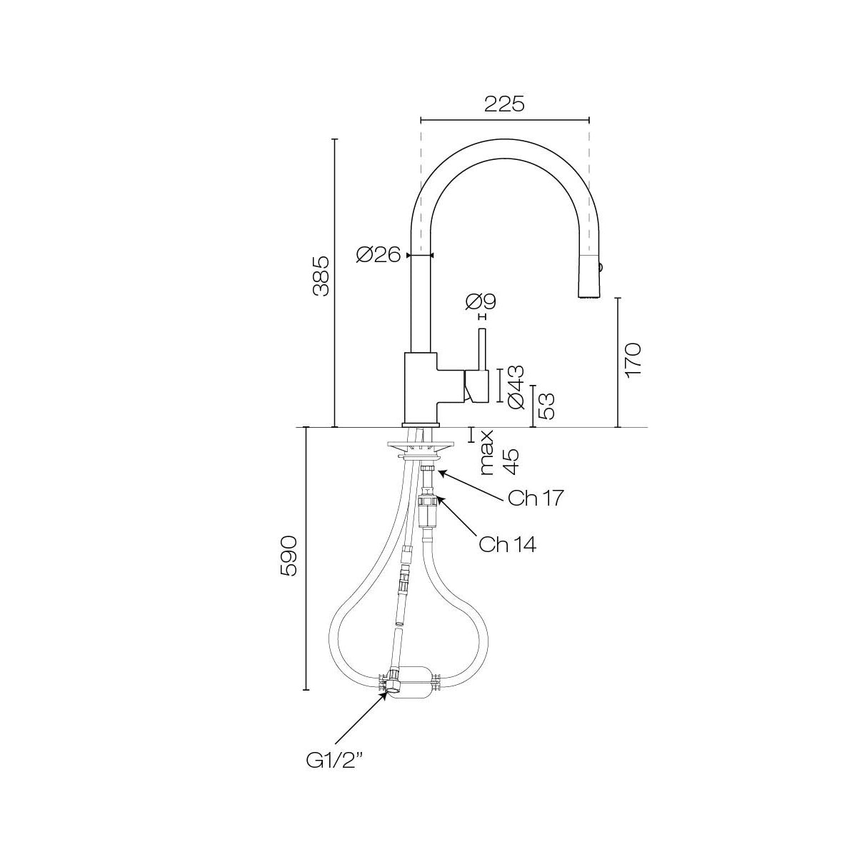 Buddy Round Spout With Pull Out Spray Kitchen Mixer Aged Iron – Outlet ...